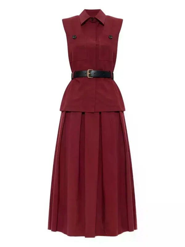 SELF-PORTRAIT Belted Pleated Dress