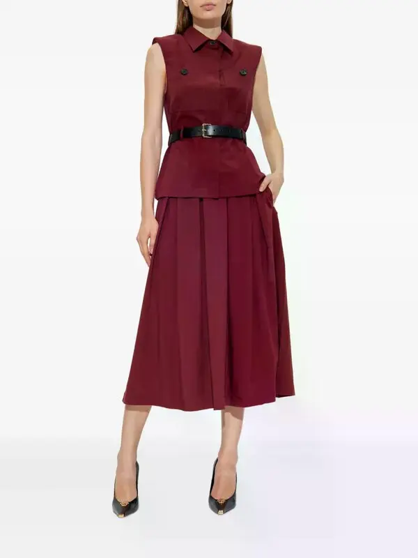 SELF-PORTRAIT Belted Pleated Dress