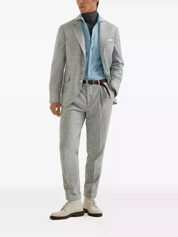Brunello Cucinelli Pleated Wool-silk Blend Trousers - Grey