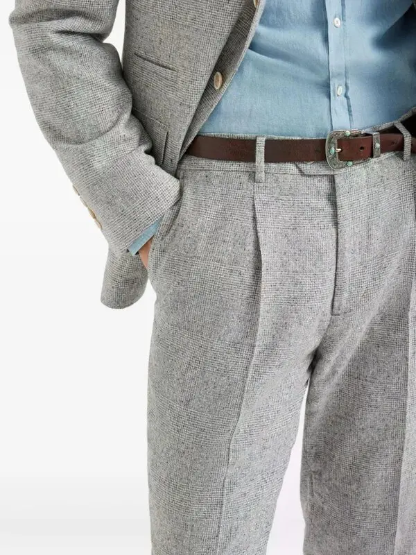 Brunello Cucinelli Pleated Wool-silk Blend Trousers - Grey