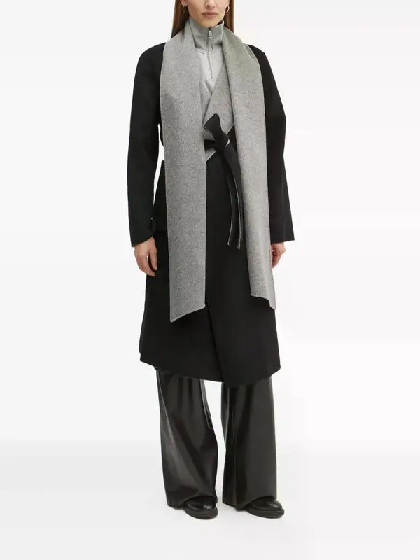Karl Lagerfeld Belted Two-tone Wool-blend Coat