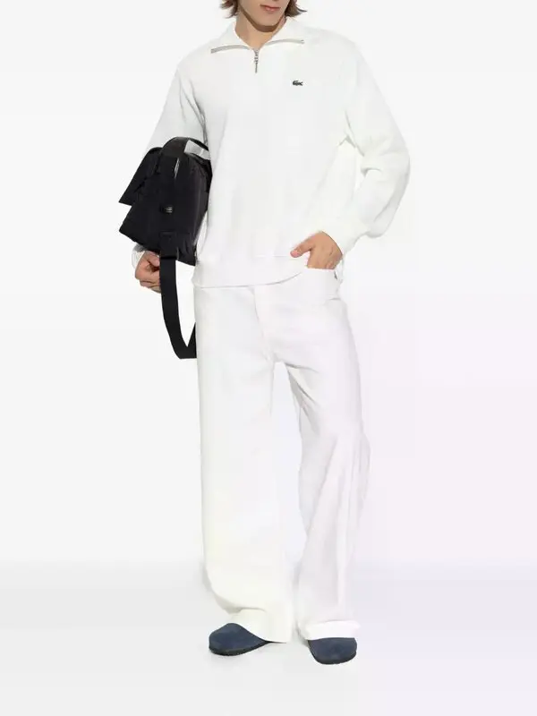 Lacoste Embroidered Half-zip Sweatshirt - White