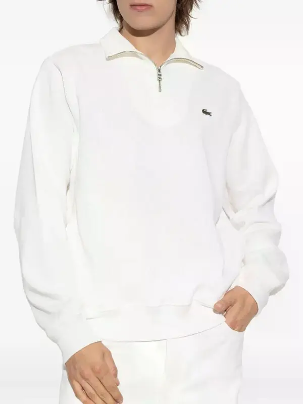 Lacoste Embroidered Half-zip Sweatshirt - White