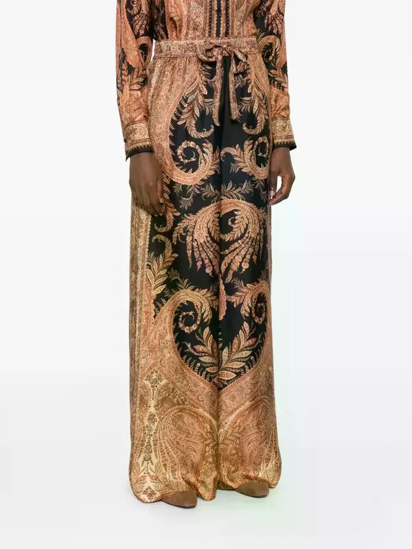 Zimmermann Paisley-print Drawstring Trousers - Black