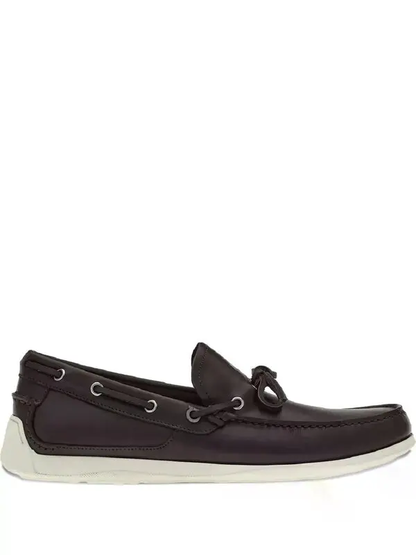 FERRAGAMO Leather Lace-up Loafers - Brown