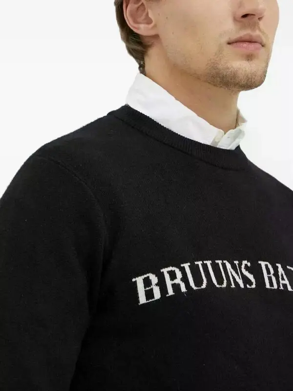 BRUUNS BAZAAR Logo-intarsia Crew-neck Sweater