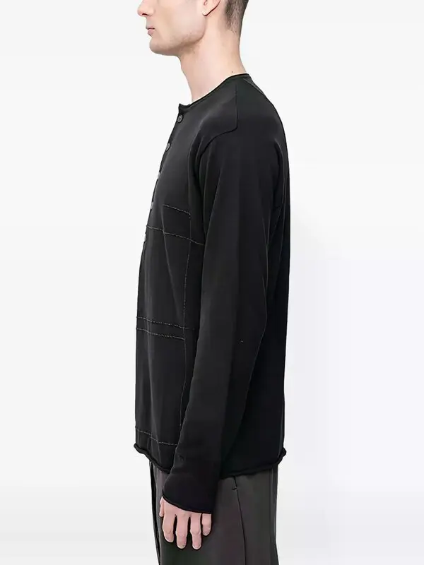 DEVOA Henley-neck Long-sleeve Sweater With Raw-edge Detailing