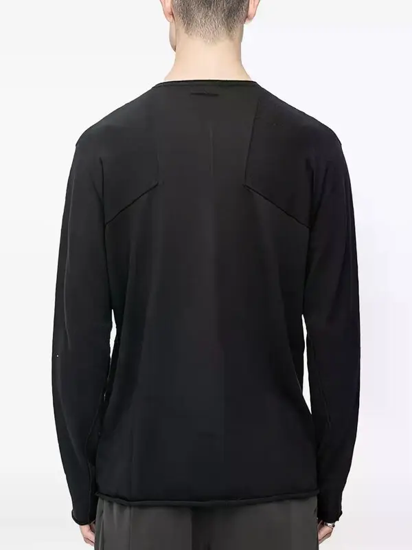DEVOA Henley-neck Long-sleeve Sweater With Raw-edge Detailing
