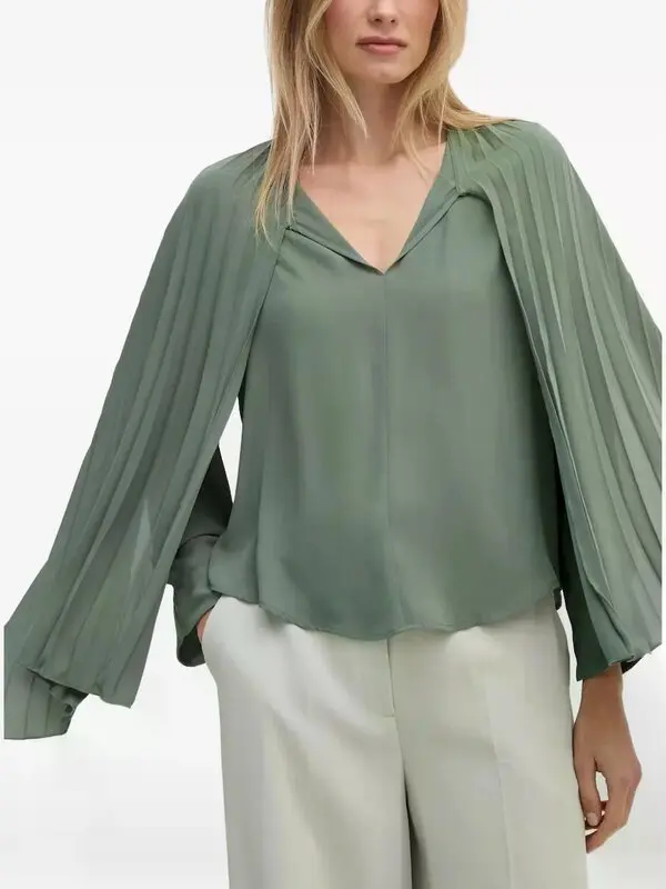 SANDRO FERRONE Pleated Neck Blouse