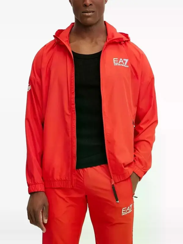 EA7 Logo-detail Track Hoodie - Red