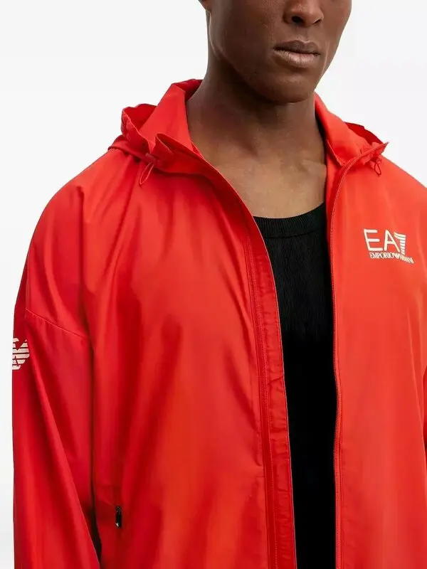 EA7 Logo-detail Track Hoodie - Red
