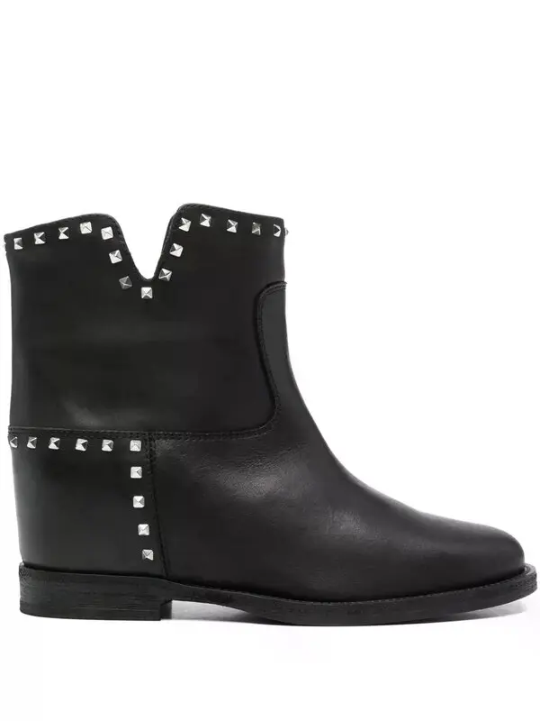 VIA ROMA 15 25mm Stud-embellished Leather Boots - Black