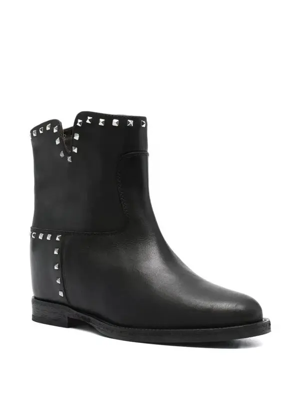 VIA ROMA 15 25mm Stud-embellished Leather Boots - Black