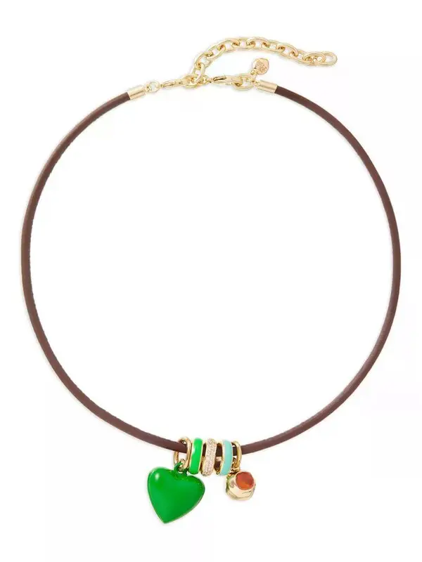 ROXANNE ASSOULIN Heart-charm Leather Necklace - Green