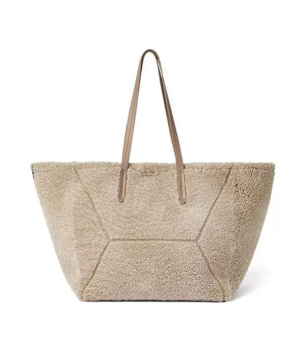 Brunello Cucinelli Shearling Tote Bag - Neutrals