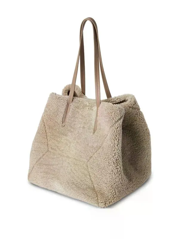 Brunello Cucinelli Shearling Tote Bag - Neutrals