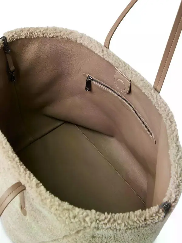 Brunello Cucinelli Shearling Tote Bag - Neutrals