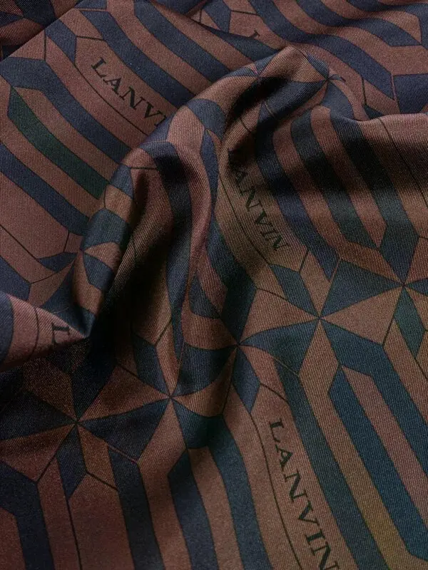 LANVIN Geometric-pattern Silk Scarf - Brown