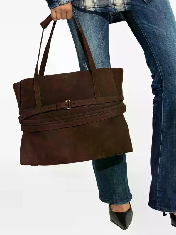 Moschino Belted Suede Tote Bag - Brown