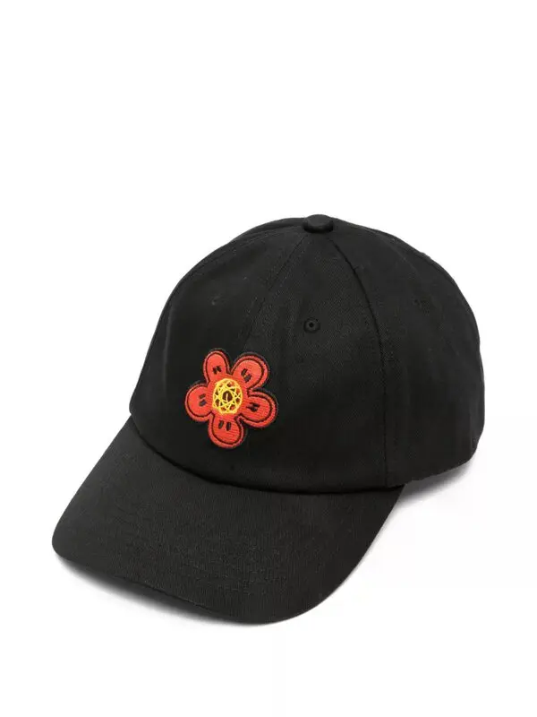 Kenzo Cap With Floral Embroidery - Black