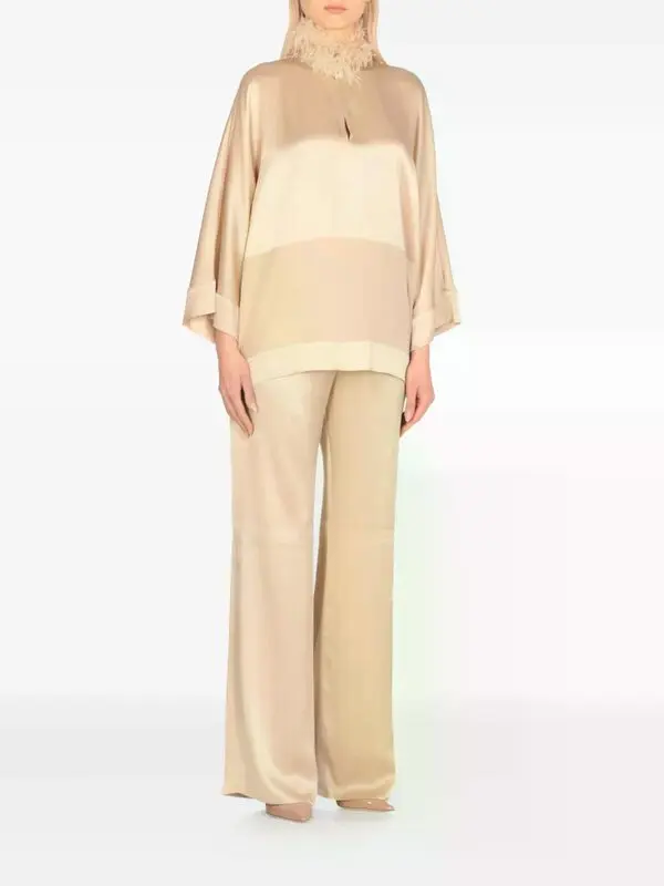 Antonelli Firenze Feather-trimmed Silk Top