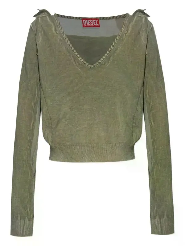 DIESEL® Cotton V-neck Draped Sweater