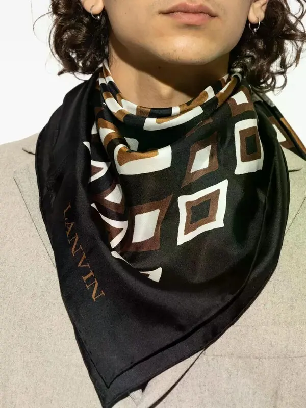 LANVIN Geometric-pattern Silk Scarf - Black
