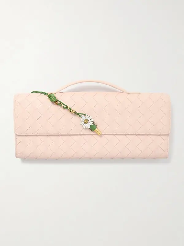 Bottega Veneta Andiamo Long Embellished Intrecciato Leather Clutch