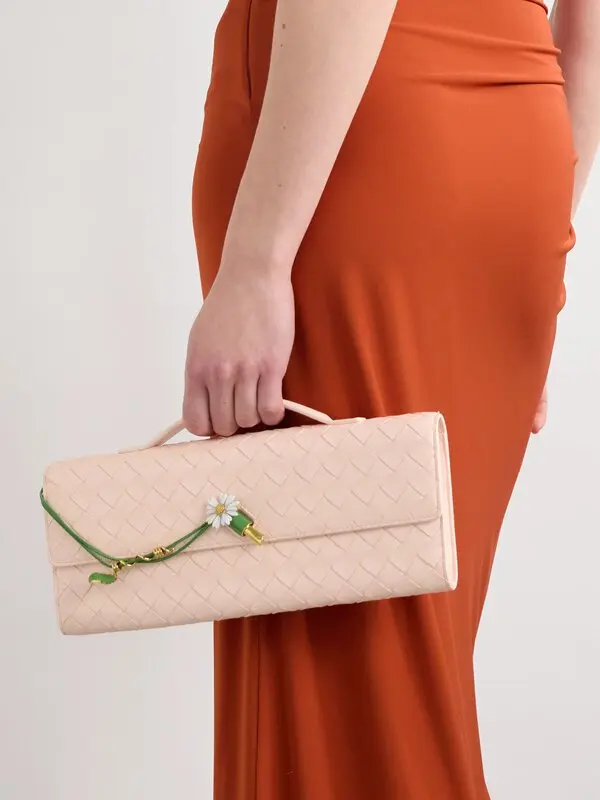 Bottega Veneta Andiamo Long Embellished Intrecciato Leather Clutch