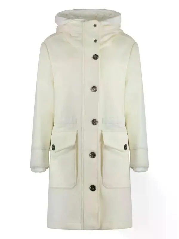 MOORER Hooded Single-breasted Coat - White