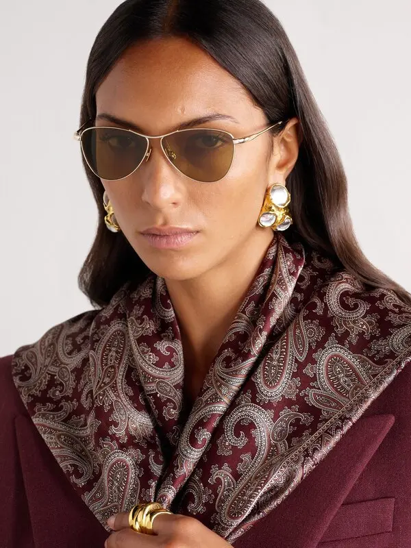 Saint Laurent Vesper Aviator-style Sunglasses - Gold