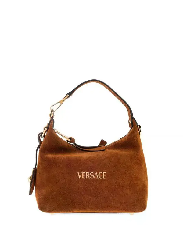 Versace Logo-lettering Suede Tote