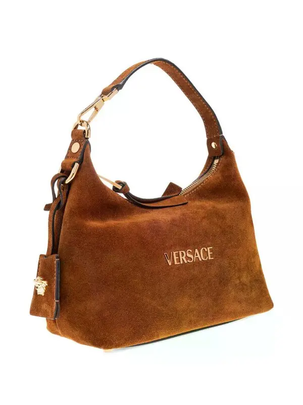 Versace Logo-lettering Suede Tote