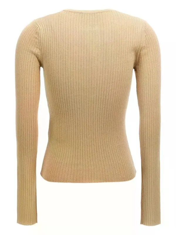 Max Mara Ribbed V-neck Sweater - Neutrals
