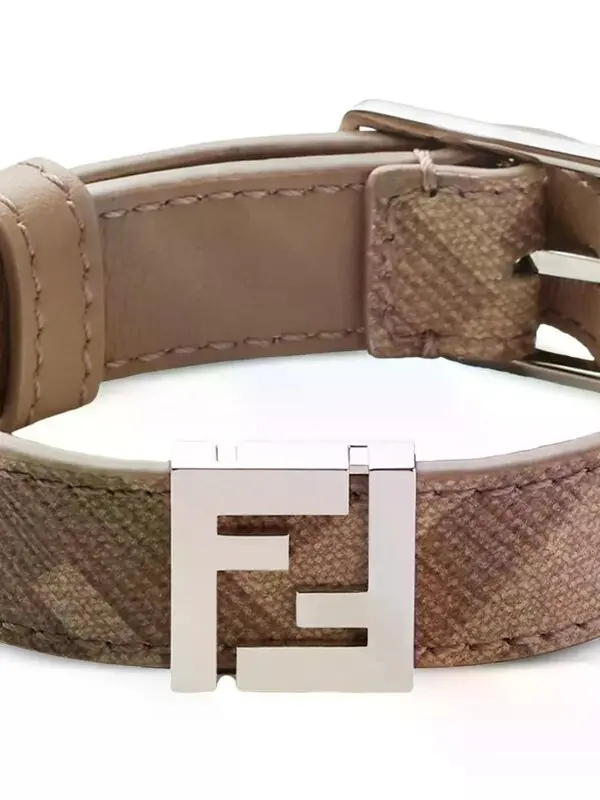 Fendi Leather Bracelet With Logo Clasp