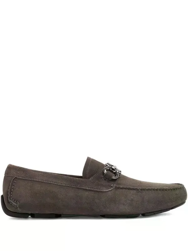 FERRAGAMO Gancini Detail Suede Loafers
