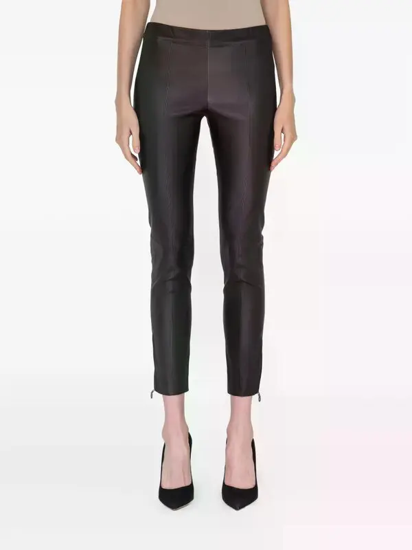 FERRAGAMO Leather Trousers With Zip Detail