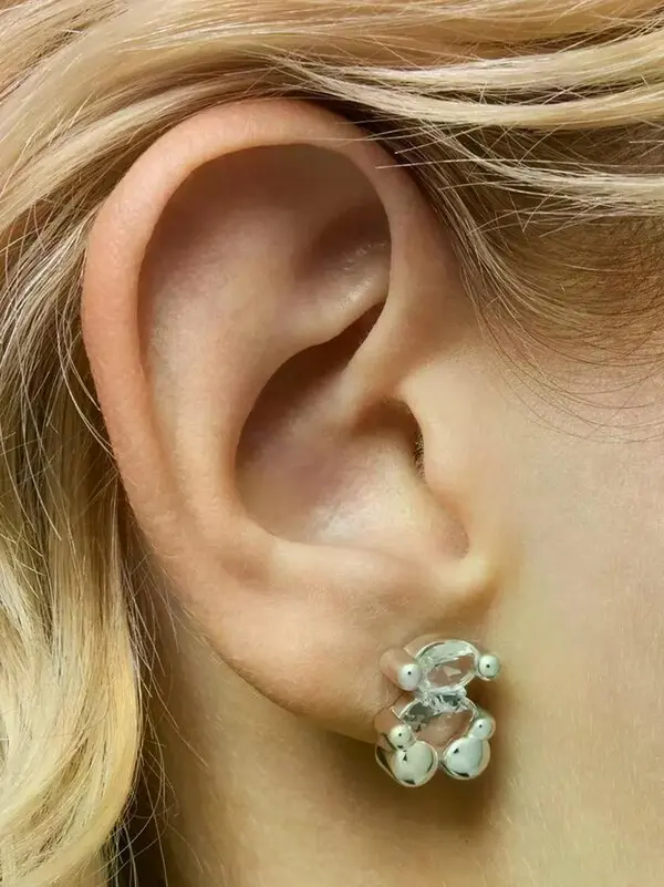 TOUS Bear-shaped Crystal Earrings - Silver