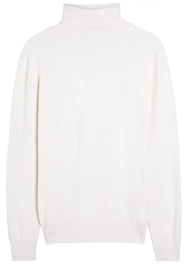 ALLUDE Cashmere Roll-neck Top - Ecru