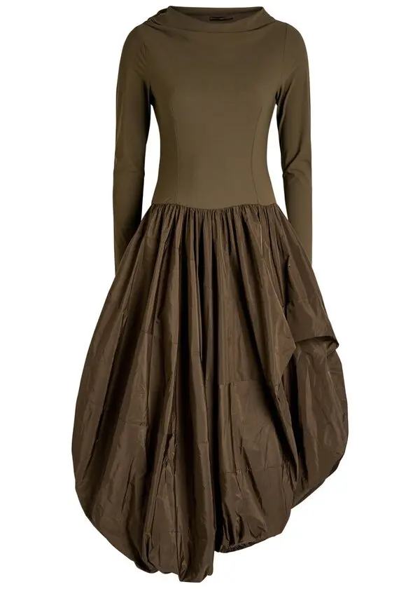 High Stretch-jersey And Shell Midi Dress