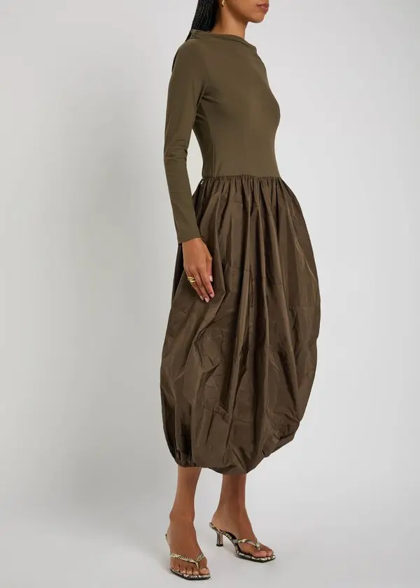 High Stretch-jersey And Shell Midi Dress
