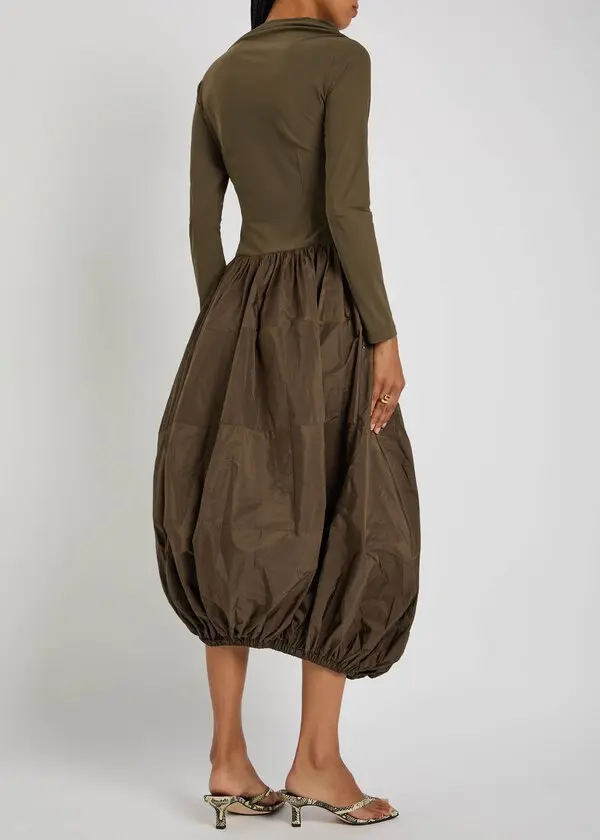 High Stretch-jersey And Shell Midi Dress