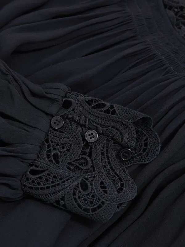 REISS Czara Lace-trimmed Draped Top