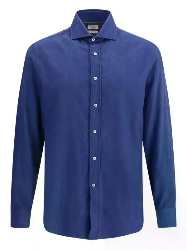 Brunello Cucinelli Button-cuff Long-sleeve Shirt - Blue