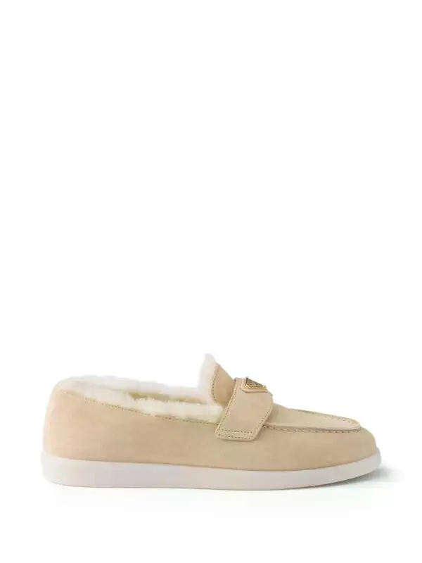 Prada Suede Shearling Mules