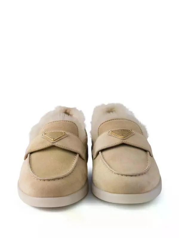 Prada Suede Shearling Mules