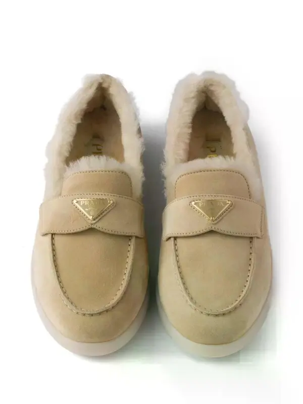 Prada Suede Shearling Mules