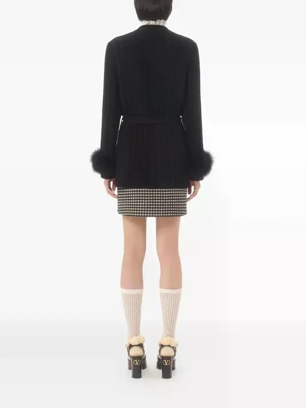Valentino Garavani Ribbed Jacket With Feather Cuffs