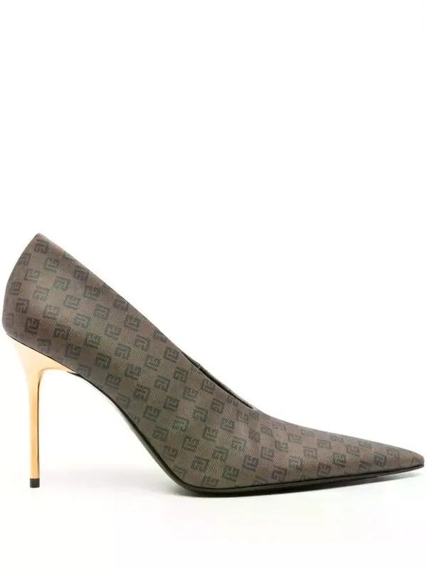 Balmain Monogram-print Pumps