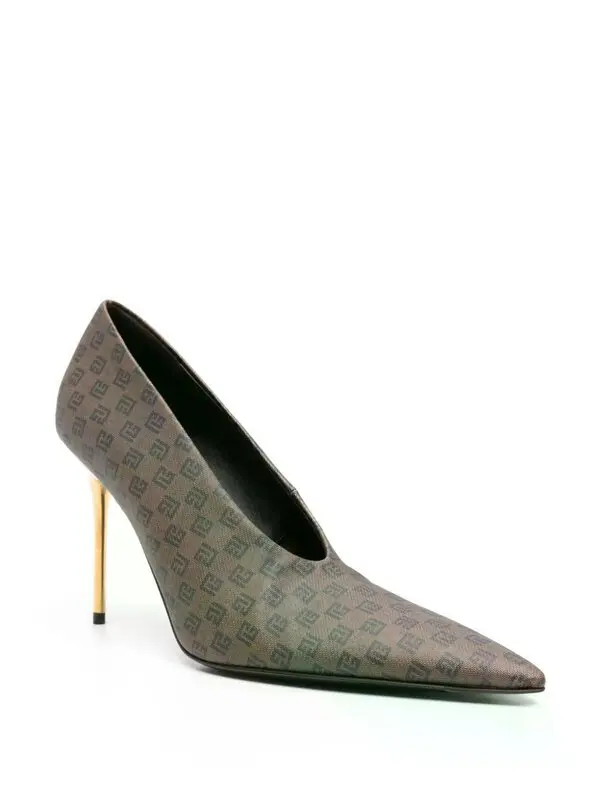 Balmain Monogram-print Pumps